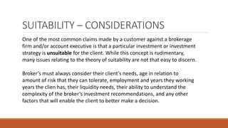KYC - Know Your Costumer and the Importance of Suitability | PPTX