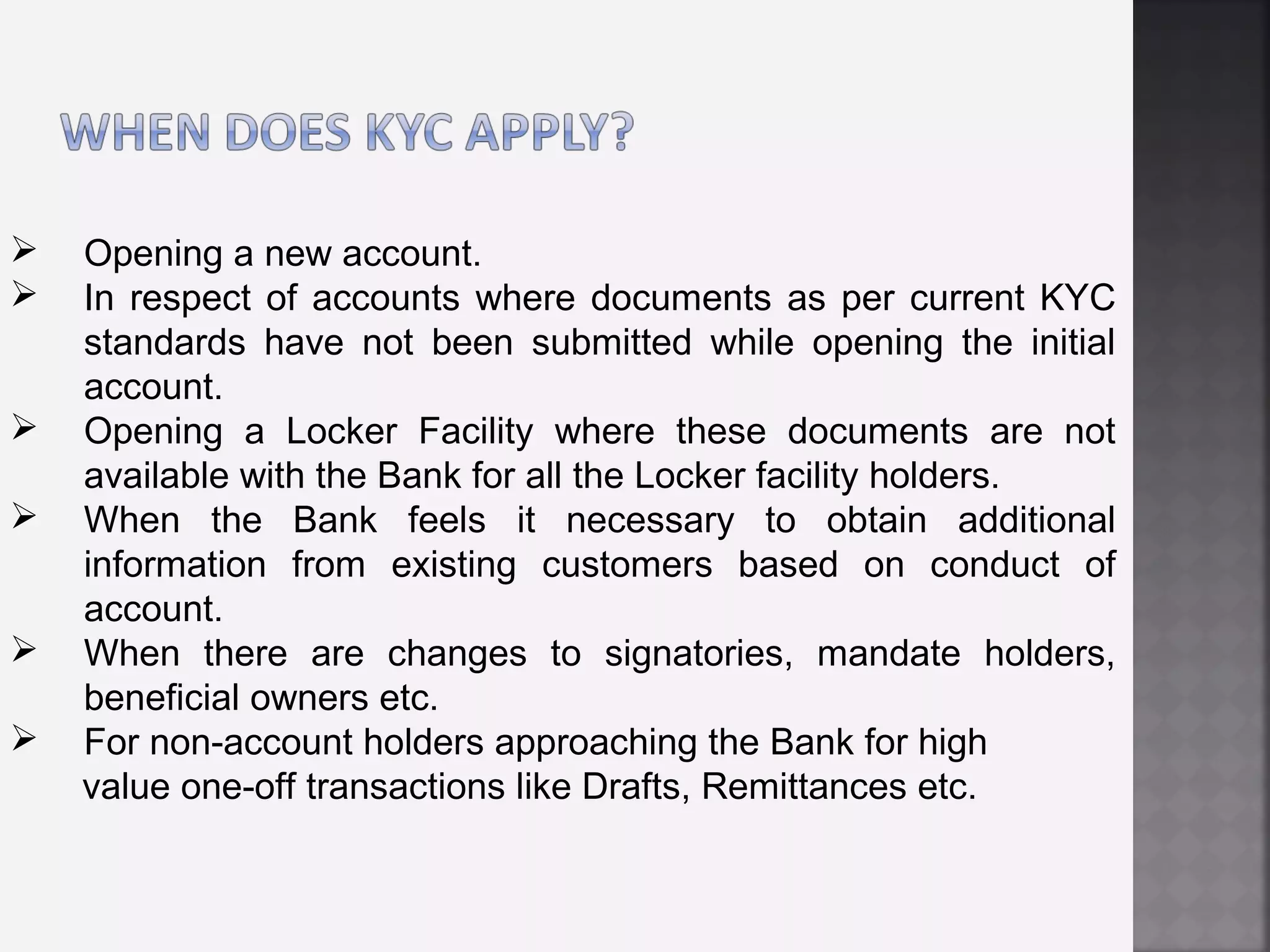 Kyc norms in banks | PPT