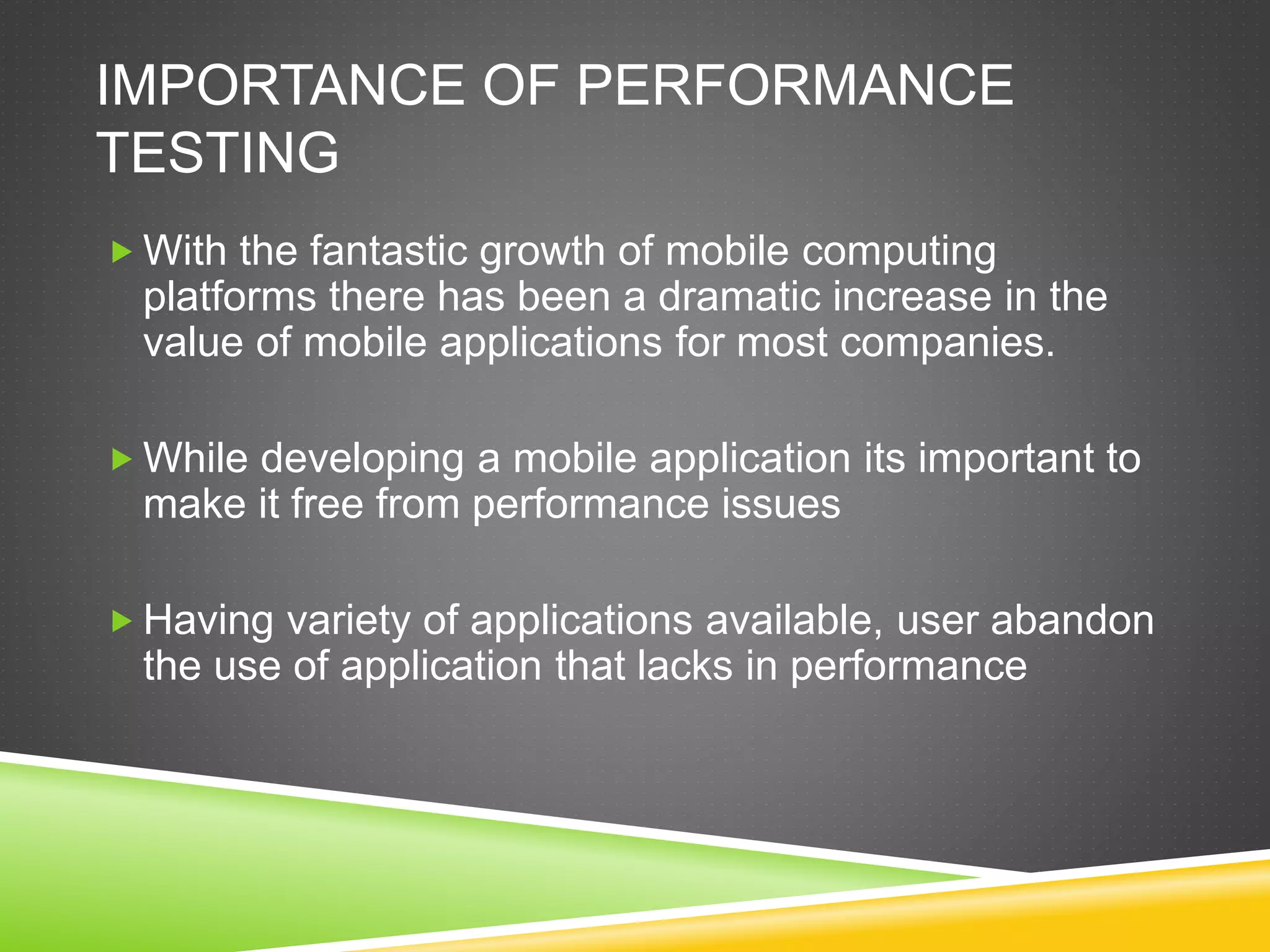 Mobile Performance Testing Pptx Operating Systems Computer Software And Applications