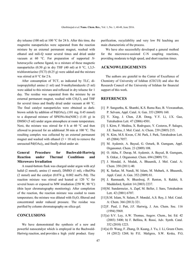 Efficient buchwald hartwig reaction catalyzed by spions-bis(NHC)-Pd(II) | PDF
