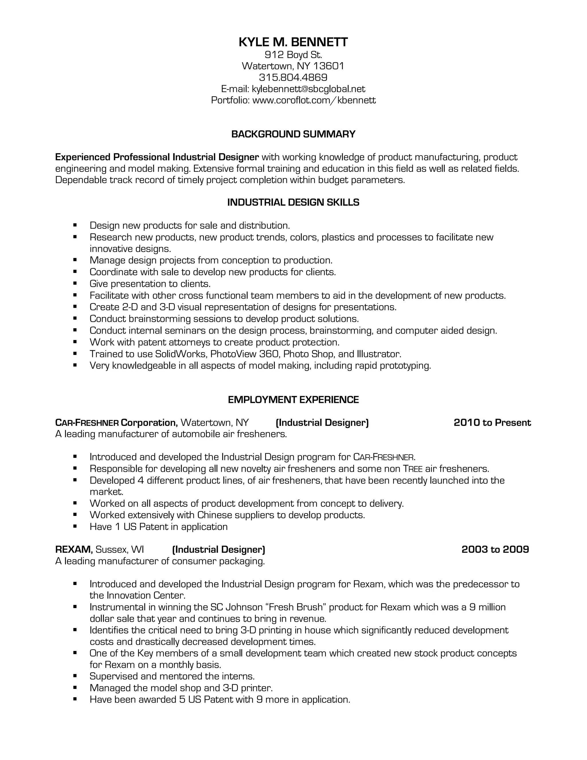 Kyle bennett resume 2013 | PDF