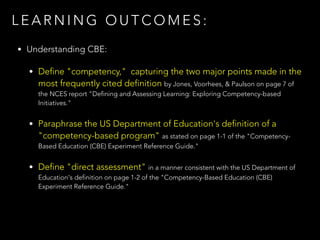 Developing Learning Outcomes for Competency-based Education | PDF