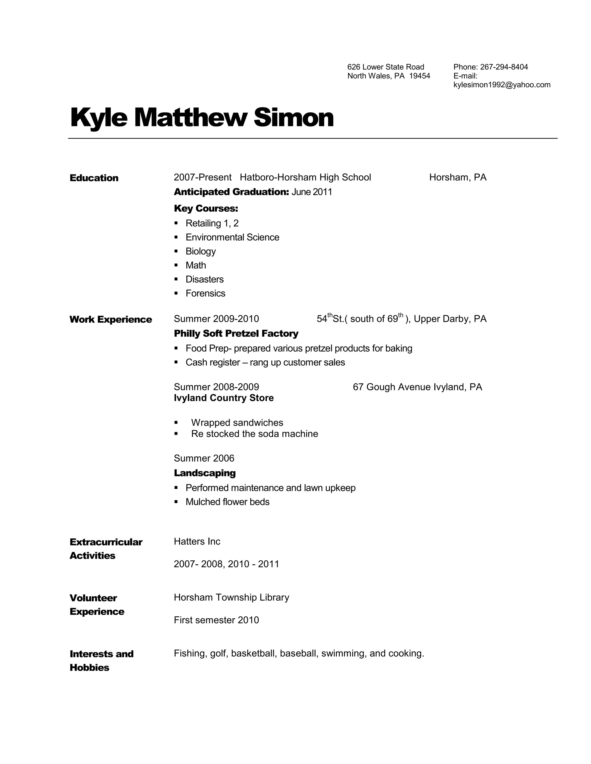 Kyle simon resume | DOCX