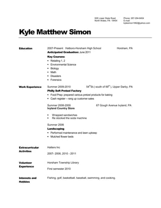 Kyle simon resume | DOCX