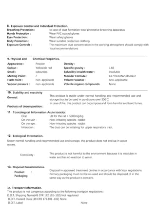 Pigment red 531 cas 5281 04-9 material safety data sheet msds sds baoxu ...