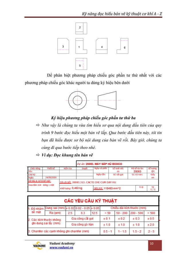 Kỹ năng đọc hiểu bản vẽ cơ khí - VADUNI | PDF