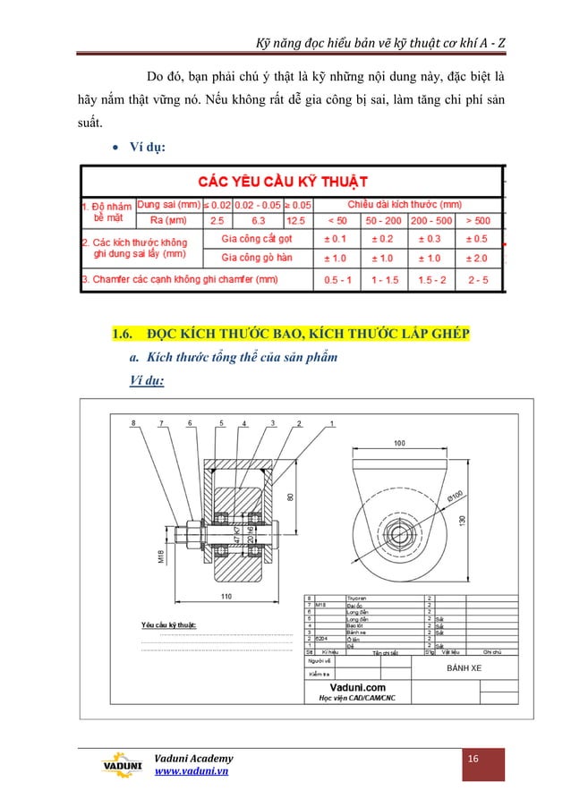 Kỹ năng đọc hiểu bản vẽ cơ khí - VADUNI | PDF