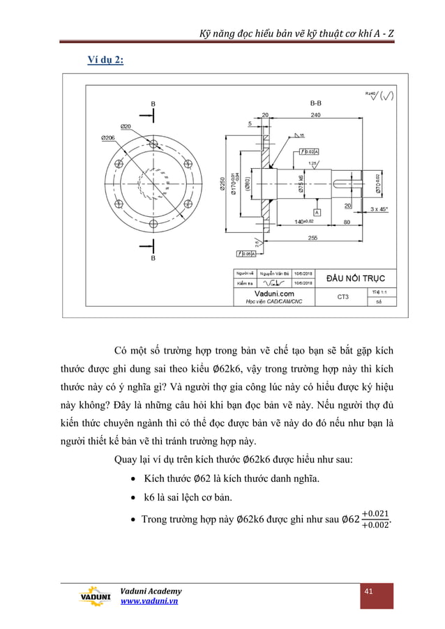 Kỹ năng đọc hiểu bản vẽ cơ khí - VADUNI | PDF
