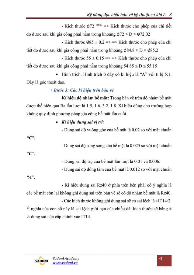 Kỹ năng đọc hiểu bản vẽ cơ khí - VADUNI | PDF