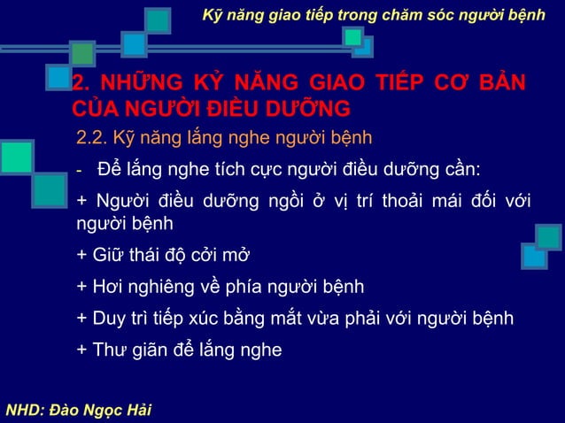 Ky nang giao tiep trong csnb | PPT