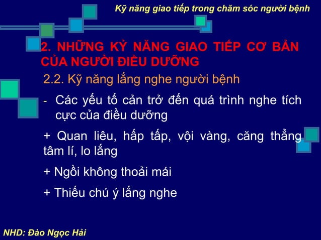 Ky nang giao tiep trong csnb | PPT