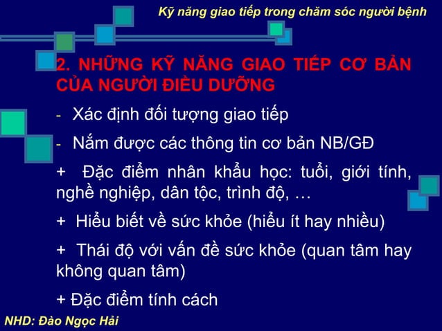 Ky nang giao tiep trong csnb | PPT