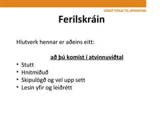 Kynning á ferilskráargerð | PPT