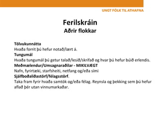 Kynning á ferilskráargerð | PPT
