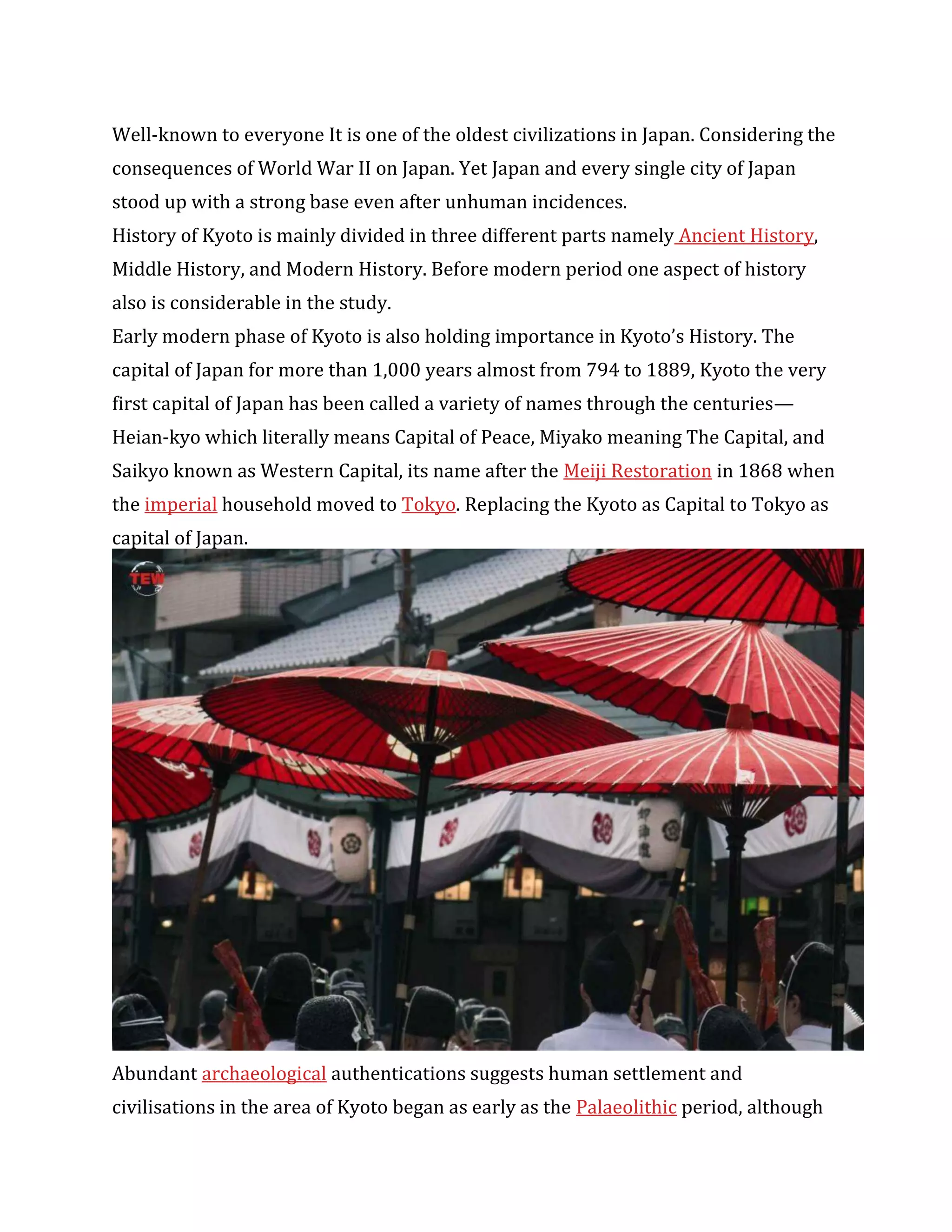 Kyoto – City with Dominant History and Culture : 6 Amazing Facts | PDF