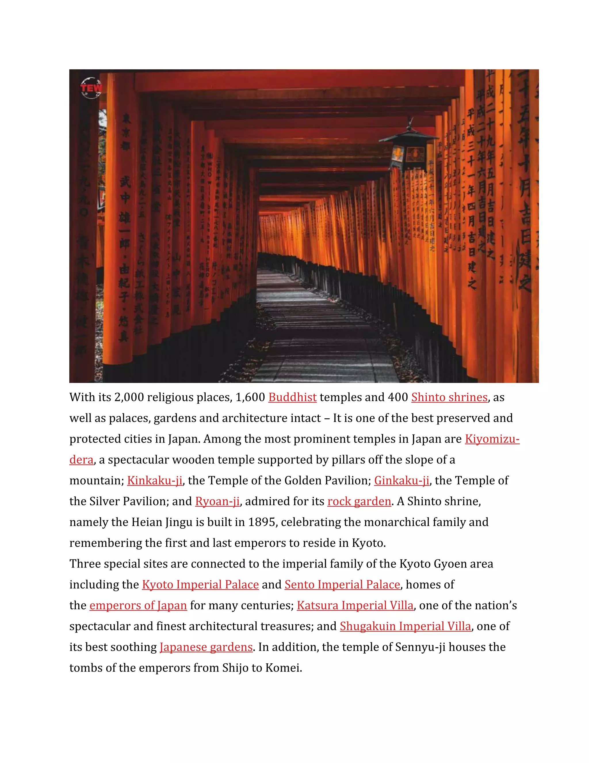 Kyoto – City with Dominant History and Culture : 6 Amazing Facts | PDF
