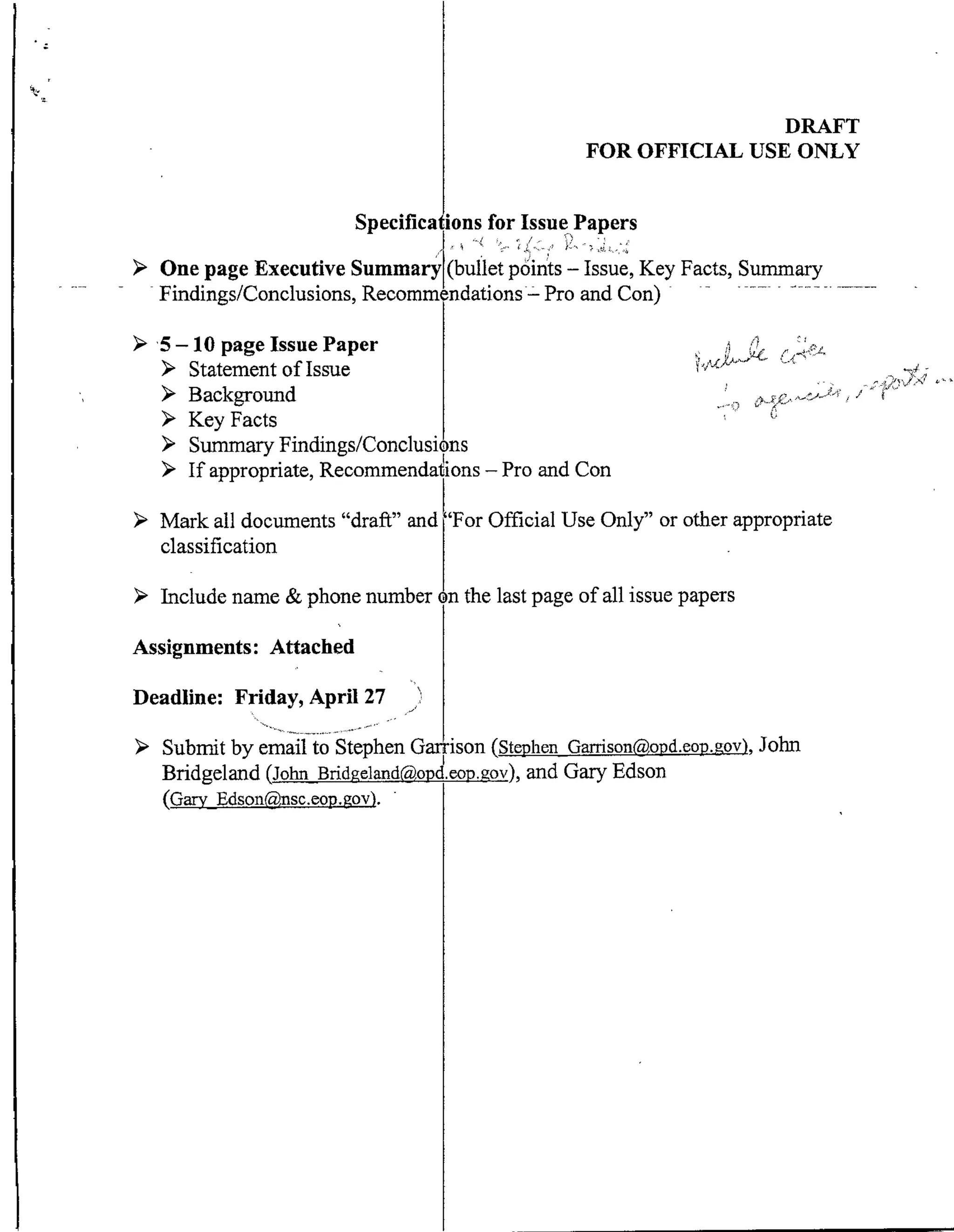 Specifications for Issues Papers | PDF