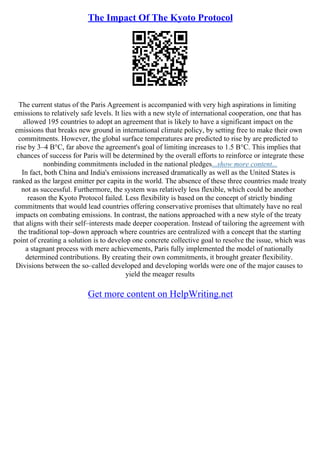 Kyoto Protocol Essay | PDF