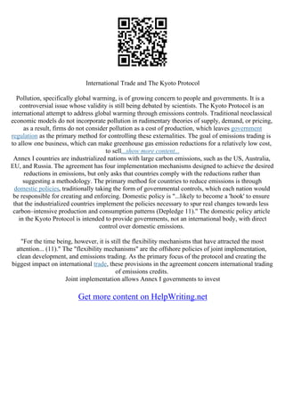 Kyoto Protocol Essay | PDF