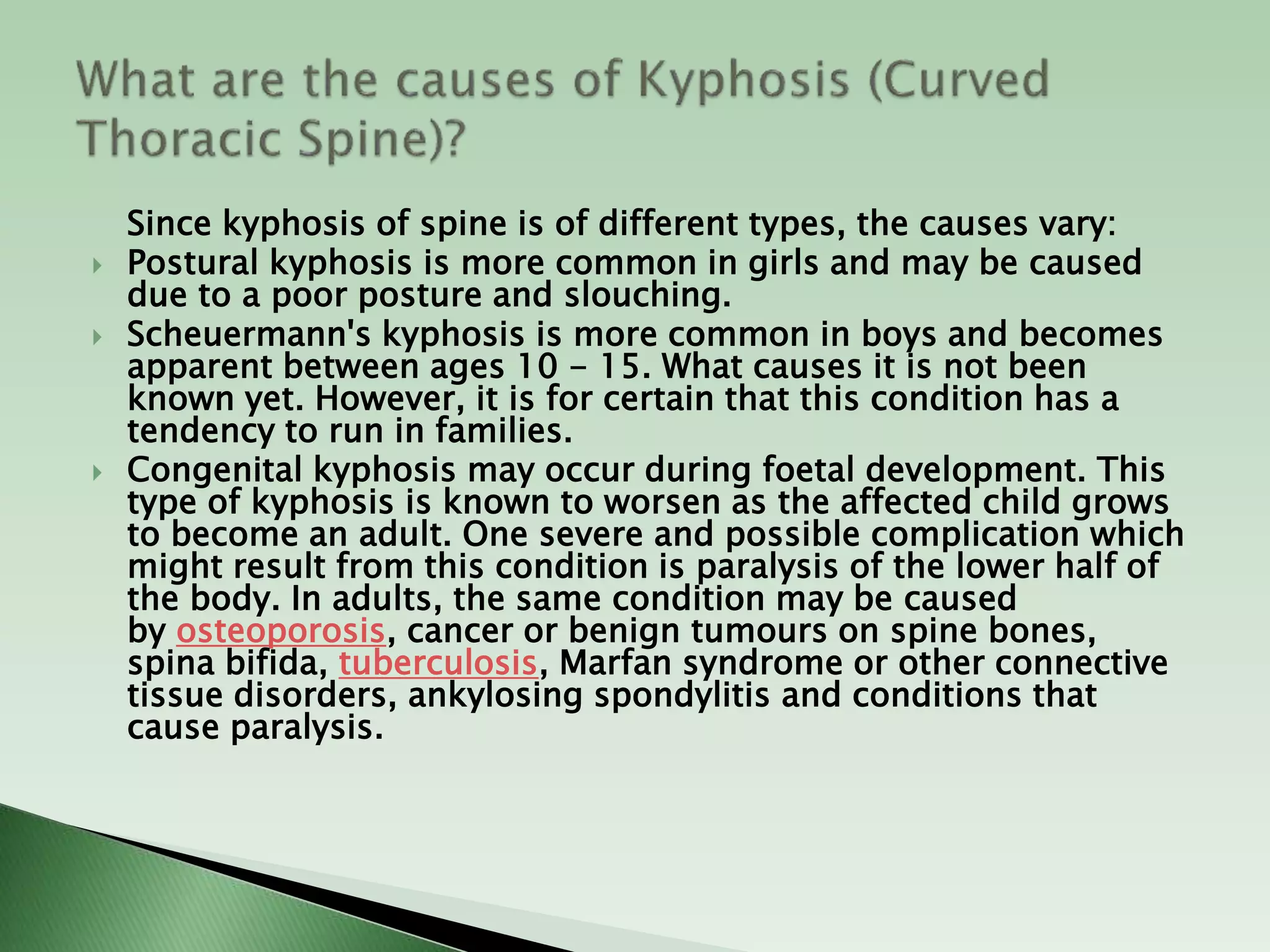 Kyphosis (curved thoracic spine) | PPTX | Physical Therapy | Wellness