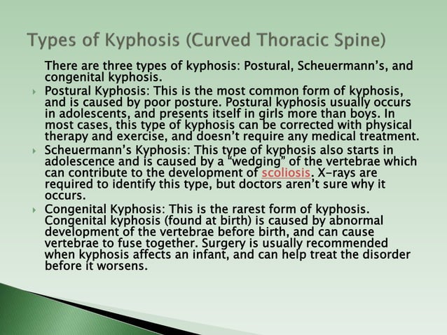 Kyphosis (curved thoracic spine) | PPTX | Physical Therapy | Wellness