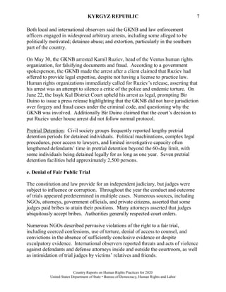 KYRGYZ REPUBLIC 2020 HUMAN RIGHTS REPORT | PDF