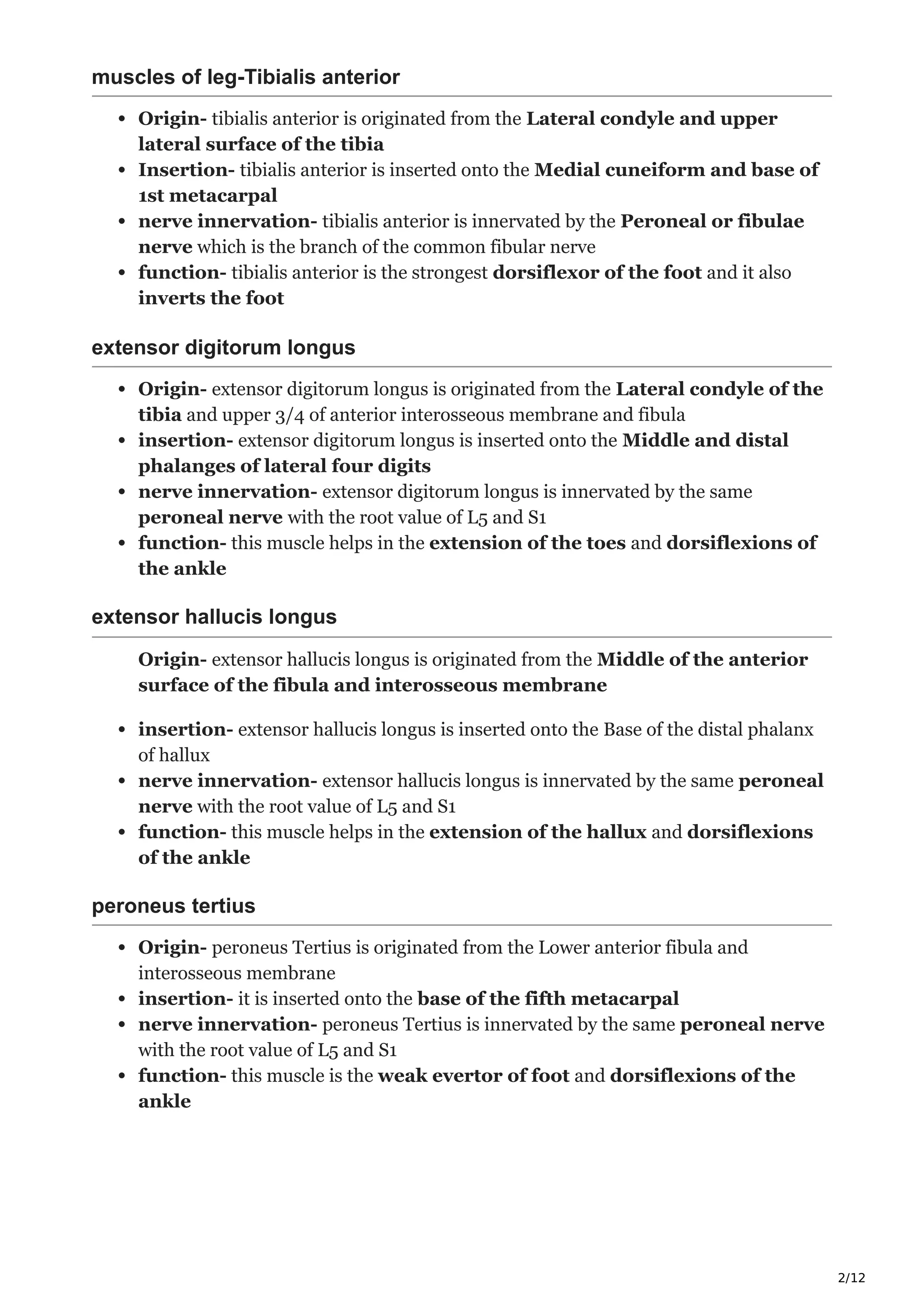 muscles of leg anatomy | PDF