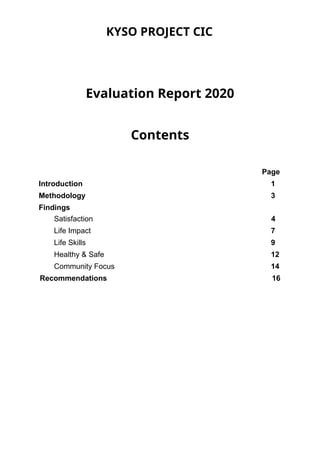 KYSO Evaluation Report 2020 - Achievements with young people. | PDF