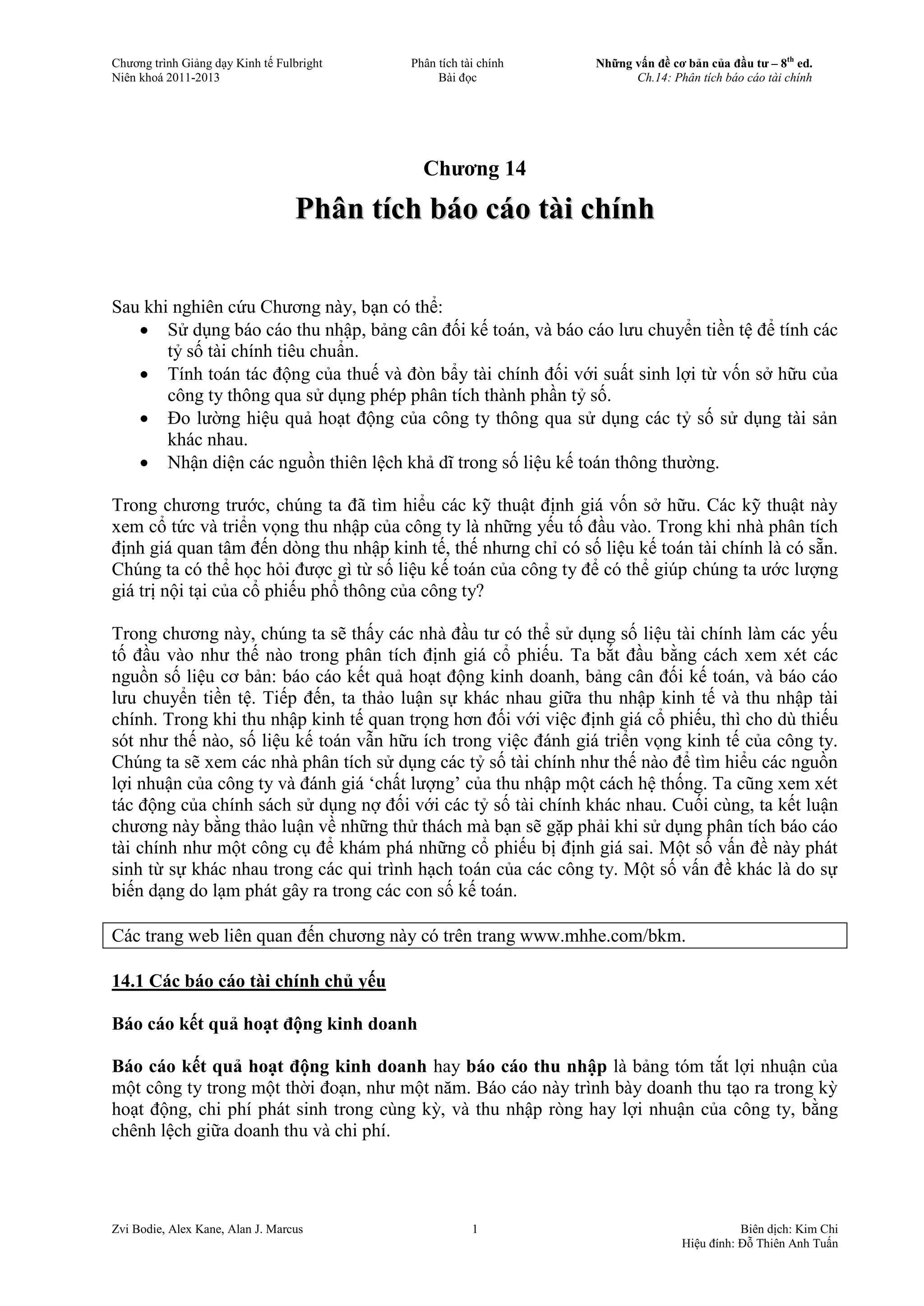 Ky thuat phan tich BCTC | PDF