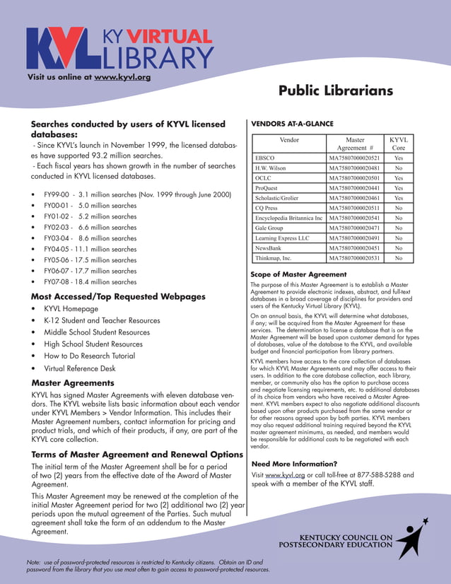 KYVL for Public Libraries | PDF