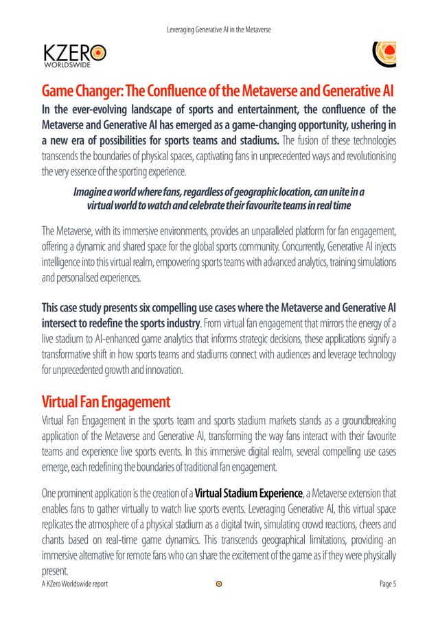 Leveraging Generative AI in the Metaverse: Sports Teams | PDF | Simulation Video Games | Video ...