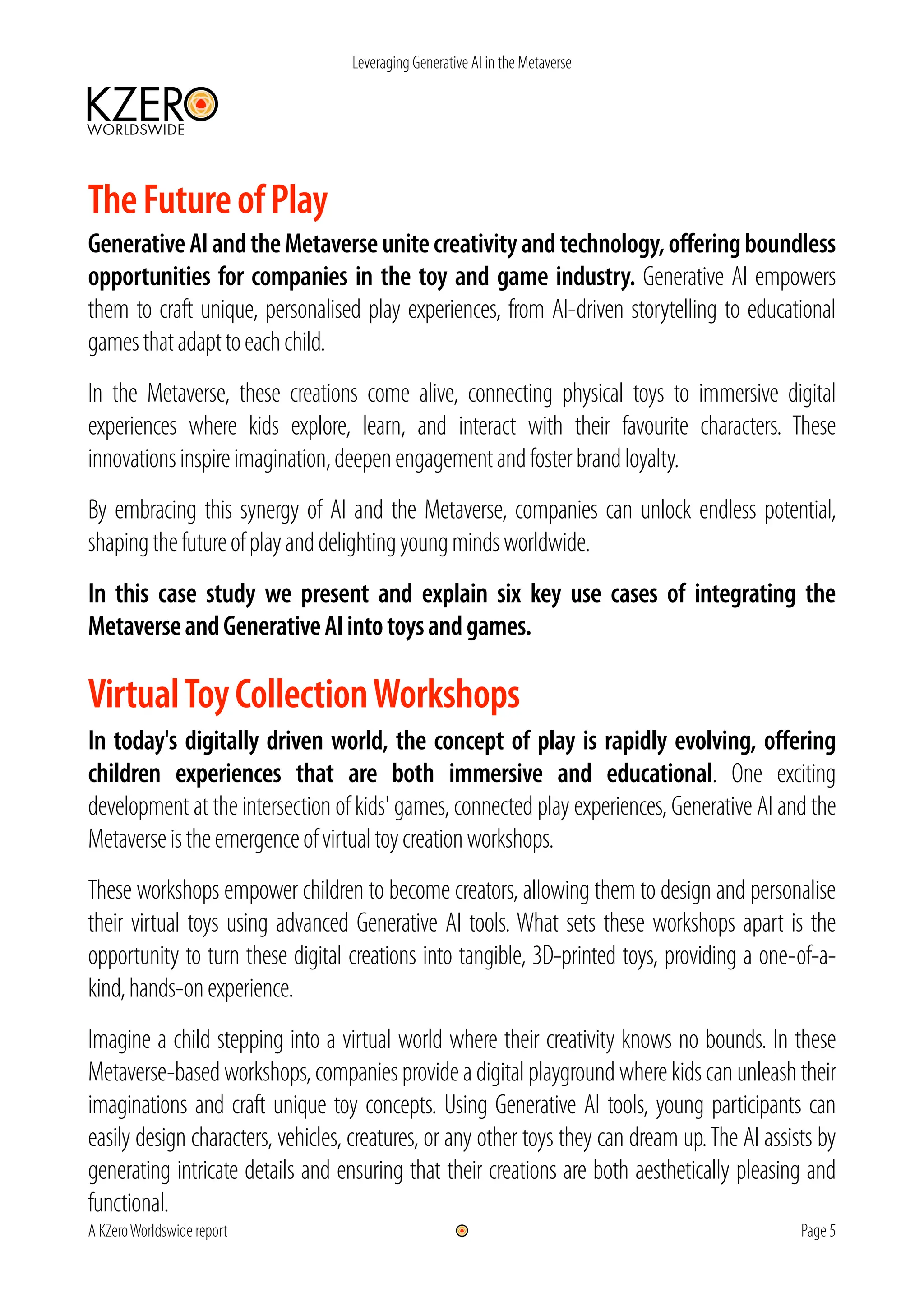 Leveraging Generative AI in the Metaverse: Toys and Games sector | PDF