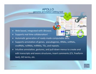 Apollo: Scalable & collaborative curation of genomes - Biocuration 2015 | PPT