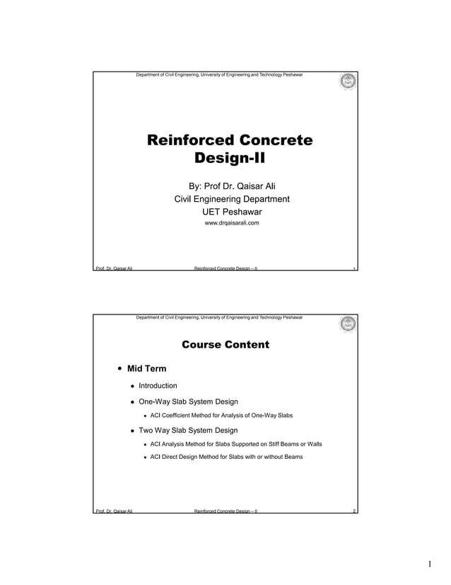 Lecture - 01: Introduction to Reinforced Concrete Design | PDF | Civil ...