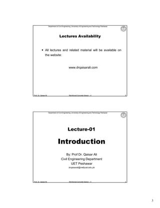Lecture - 01: Introduction to Reinforced Concrete Design | PDF