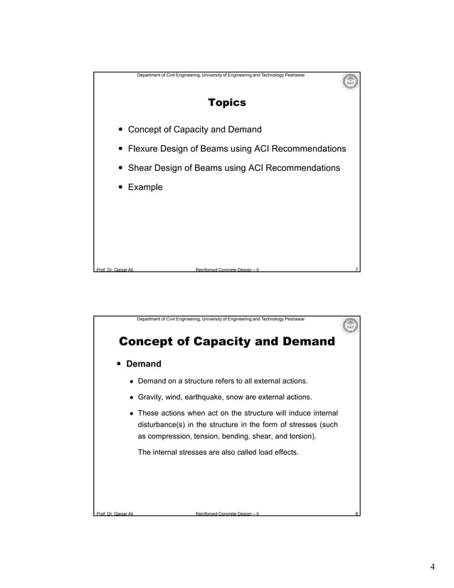 Lecture - 01: Introduction to Reinforced Concrete Design | PDF | Civil ...