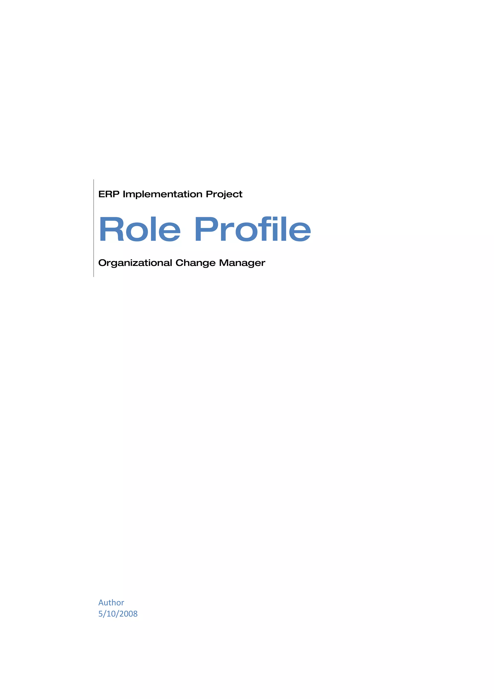 Role Profile Organizational Change Manager | PDF