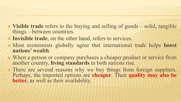 international trade introduction - lecture 1 | PPTX | Commodities | Economy