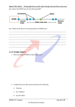 Testing effectiveness of the splice through otdr and power meter tests ...