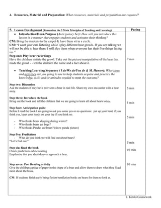 Lesson Plan - Bears | PDF