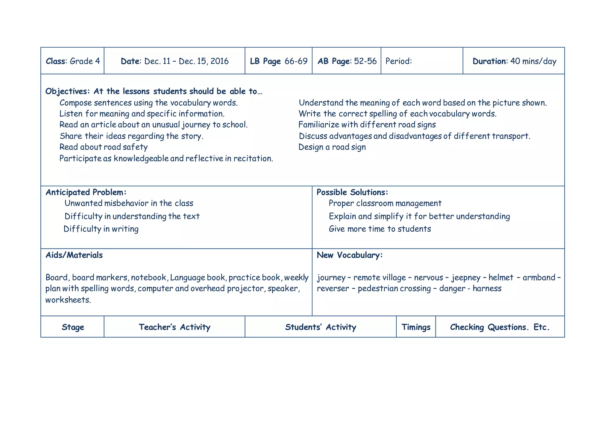 Learning Plan: Rhyming words, The story of the Hobbit, Present Perfect ...