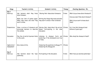Listening: Dinosaurs, Dinosaur Q and A, Use of Simple Past, Use of ...