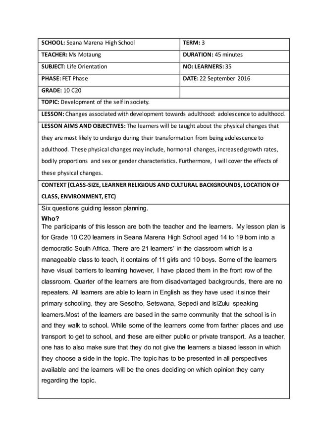 L.o grade 10 lesson plan | DOCX