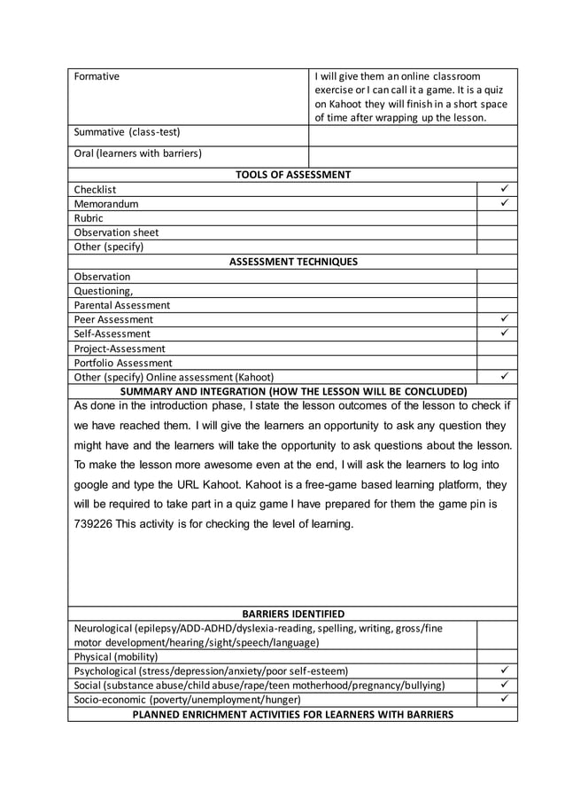 L.o lesson plan grade 9 | DOCX