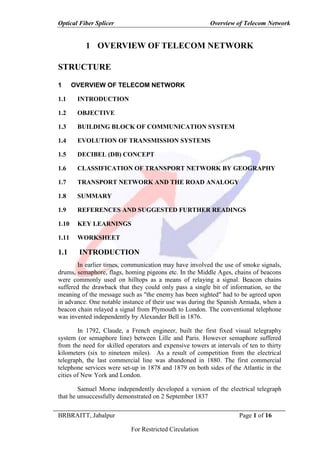 L 1 overview of telecom network | PDF | Computer Networking | Computing