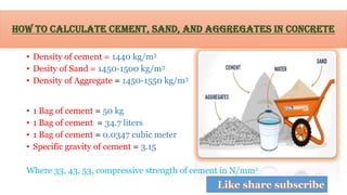 HOW TO CALCULATE THE QUANTITY FOR CEMENT,SAND, AND AGGREGATES | PDF