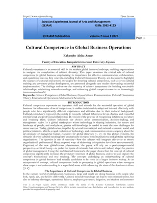 Cultural Competence in Global Business Operations (www.kiu.ac.ug) | PDF