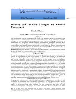 Diversity and Inclusion: Strategies for Effective Management (www.kiu ...