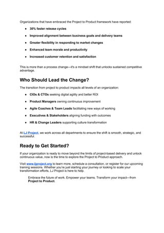 Navigating the Shift: Understanding the Project to Product Initiative ...