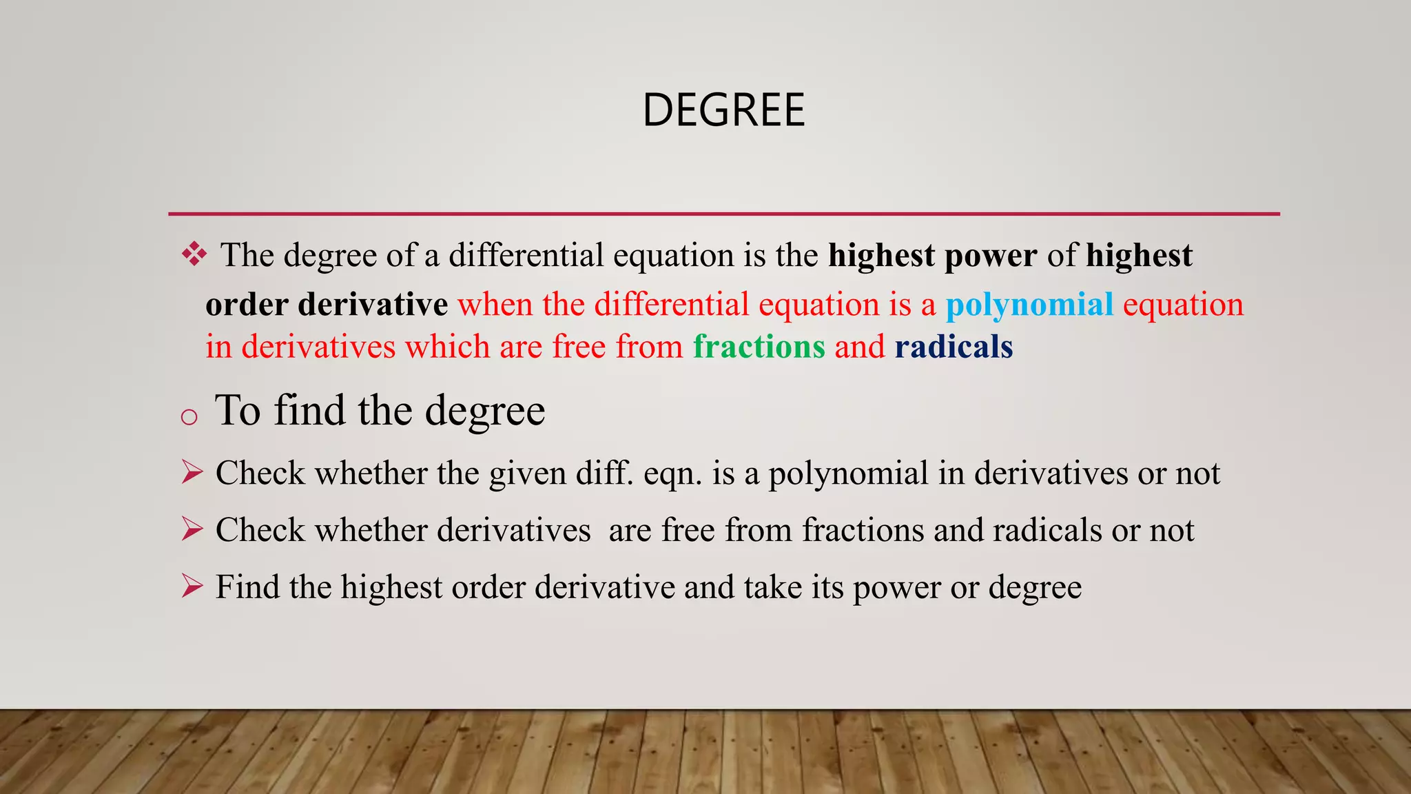 Order And Degree Of Ordinary Differential Equations Pptx